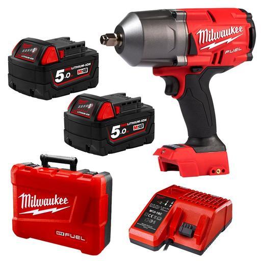 Milwaukee M18FHIWF12 502C 18V 5.0Ah Li Ion Cordless Fuel Gen 2 1 2 High Torque Impact Wrench Combo Kit