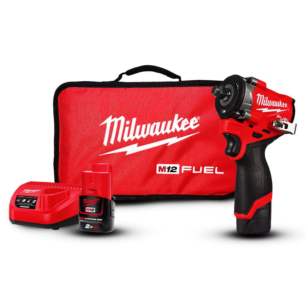 Milwaukee M12FIW2F12202B 12V FUEL 1 2 Stubby Impact Wrench with Friction Ring Combo Kit
