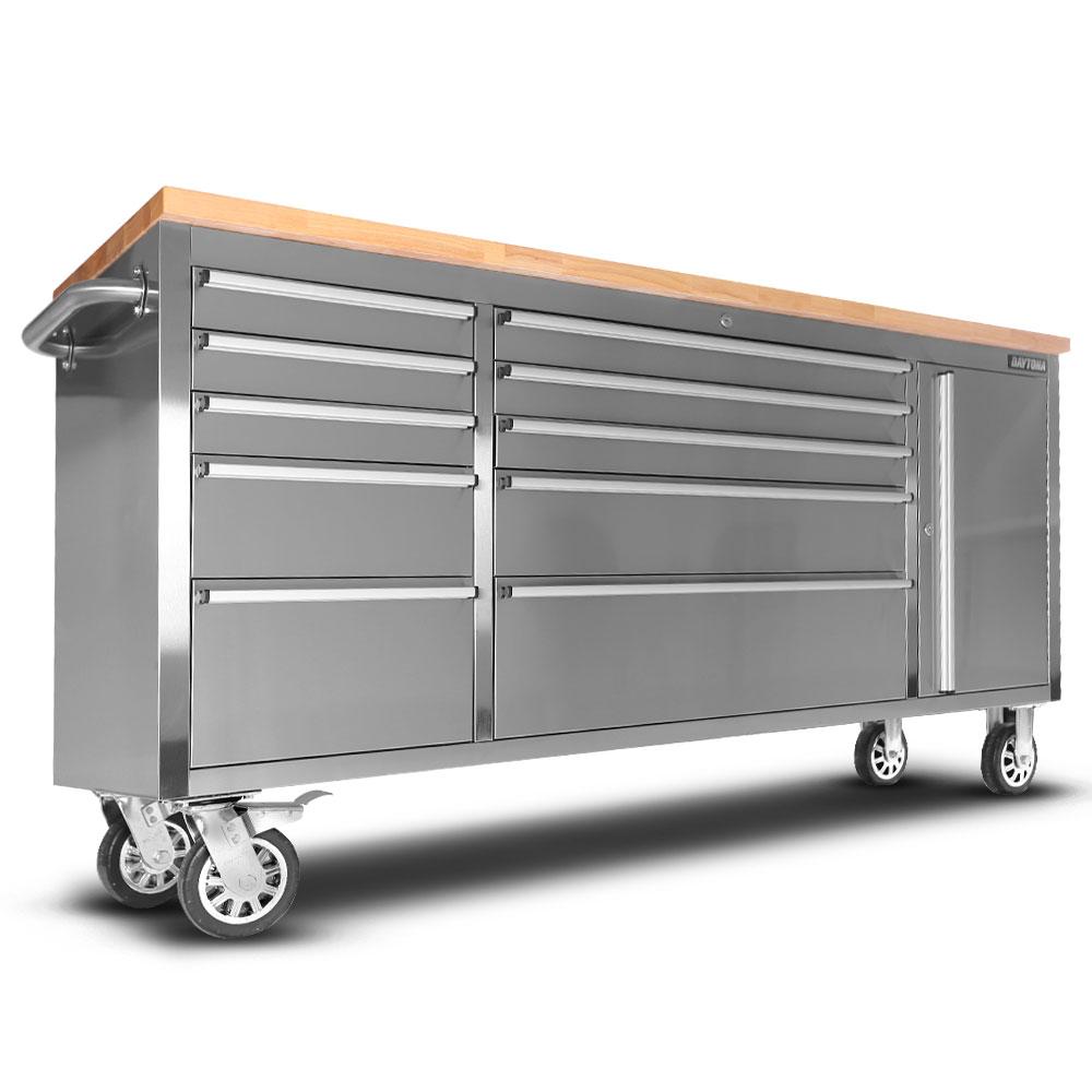 Daytona D72SWB 1828mm 72 Stainless Steel 10 Drawer Work Bench Tool Trolley