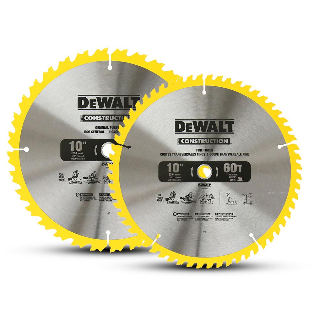 DeWalt DW3106P5 2 Pack 254mm 10 32T 60T Construction Circular Saw Blades